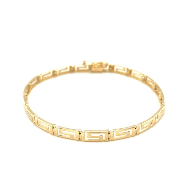 14k Yellow Gold Greek Fret Design Fancy Bracelet - Linkagejewelrydesign